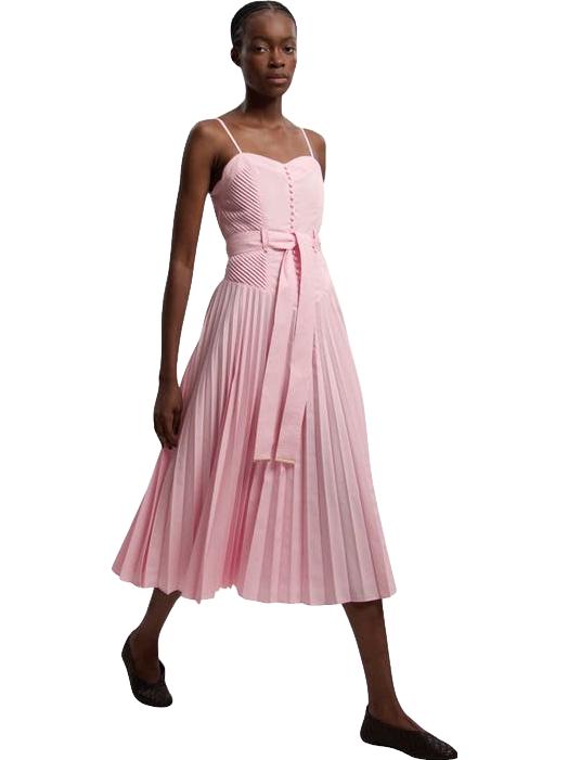 KAREN MILLEN Karen Millen Strappy Pleated Midi Dress with Button Detail